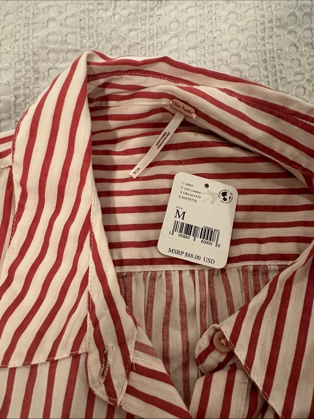 Free People | Tops | Free People Red And White Striped Buttonfront ...